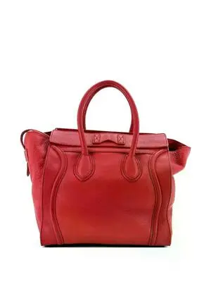 Celine Luggage Bag Grainy Leather Mini Tote - Red