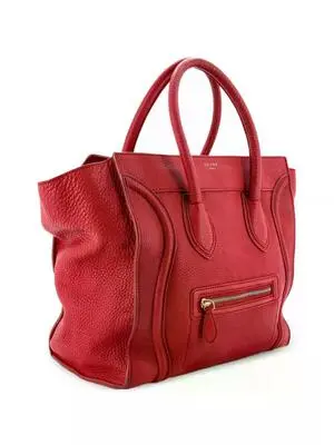 Celine Luggage Bag Grainy Leather Mini Tote - Red