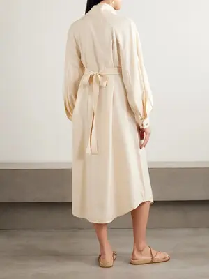 Zimmermann Luna Obi Ruffled Silk Midi Shirt Dress