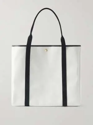 Rue De Verneuil Traversée Large Webbing And Leather-trimmed Canvas Tote - White
