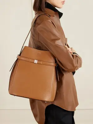 TOTEME Belted Textured-leather Tote