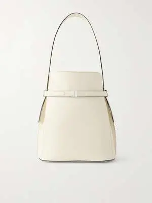 TOTEME Belted Textured-leather Tote - Off-white