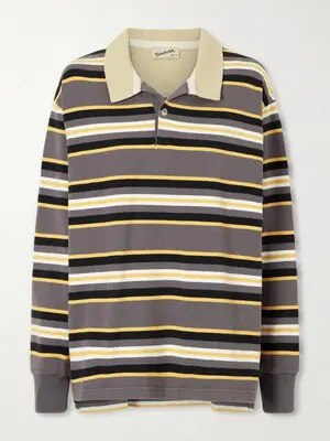 SANDERLAK Striped Cotton-jersey Polo Shirt - Multi