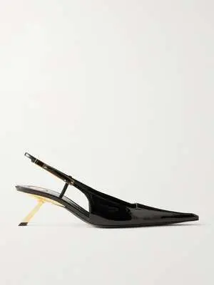 Saint Laurent Lee Patent-leather Slingback Pumps - Black