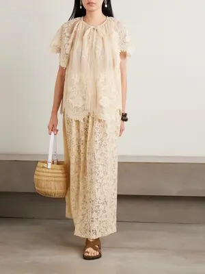 Zimmermann Luna Scalloped Lace Blouse