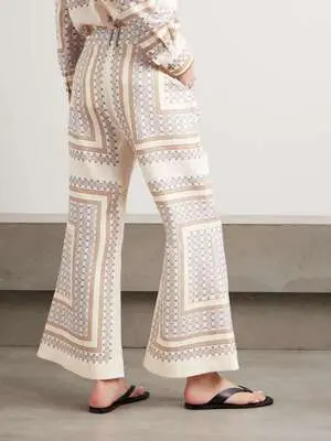Zimmermann Cropped Flared Printed Linen Pants