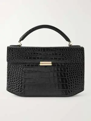 TOTEME Clip Croc-effect Leather Shoulder Bag - Black