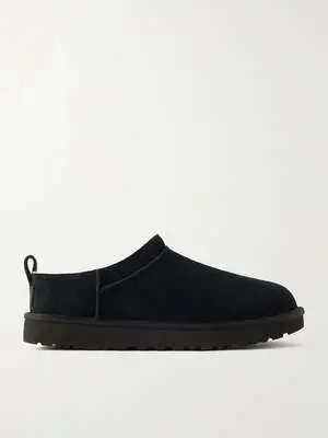 UGG Classic Micro Shearling-lined Suede Slippers - Black