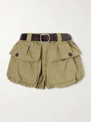 Sea Andrea Belted Cotton-twill Shorts - Army Green