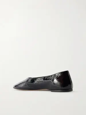 TOTEME Crinkled Patent-leather Ballet Flats