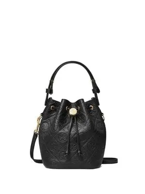 Tory Burch T Monogram Pebble Mini Bucket Bag - Black