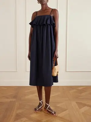 Sea Lois Ruffled Cotton-twill Midi Dress - Blue