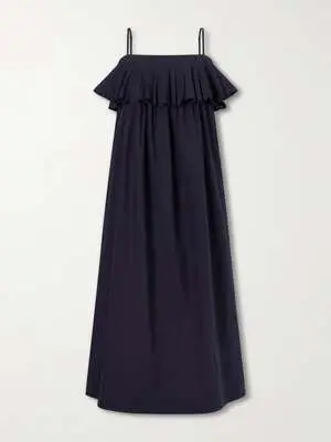 Sea Lois Ruffled Cotton-twill Midi Dress - Navy