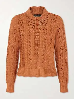 Ralph Lauren Hannah Crocheted Cotton Sweater - Orange