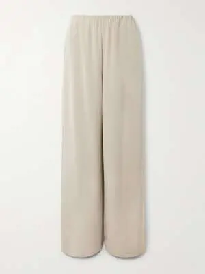 Max Mara Stretch-silk Wide-leg Pants - Beige