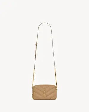 Saint Laurent Loulou Camera Bag In Lambskin In Beige - Natural Tan