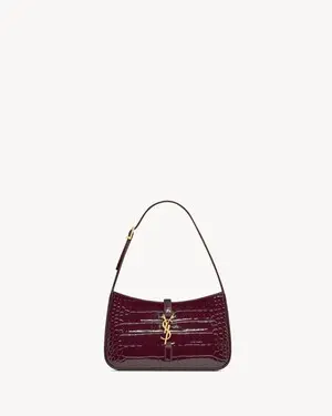 Saint Laurent Le 5 À 7 In Crocodile-embossed Patent Leather In Purple - Dark Aubergine