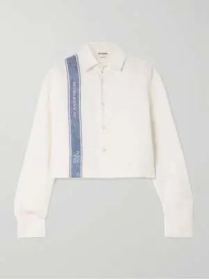 JW Anderson Cropped Linen-jacquard Shirt - Off-white