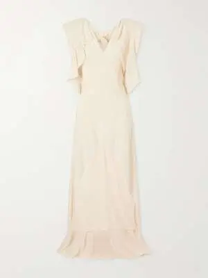 LANVIN Ruffled Silk-georgette Gown - Cream