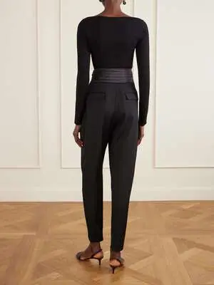 LANVIN Pleated Charmeuse And Draped Wool Tapered Pants