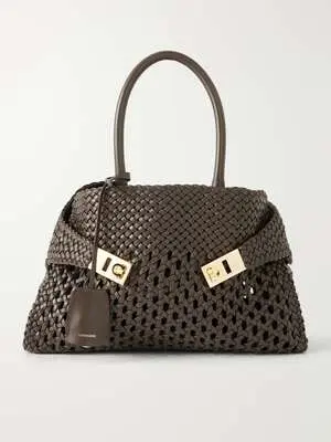 FERRAGAMO Hug Small Woven Leather Tote