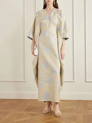 DIMA AYAD Floral-embroidered Woven Kaftan