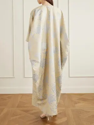 DIMA AYAD Floral-embroidered Woven Kaftan