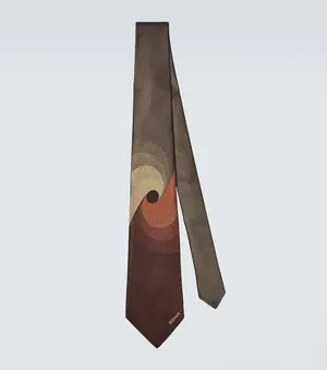 Versace Silk Jacquard Neck Tie - Brown
