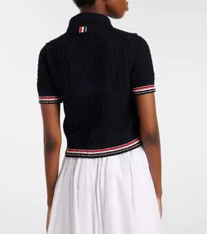 Thom Browne Pointelle Cotton Cardigan - Blue