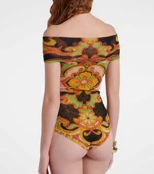 Etro Printed Off-shoulder Bodysuit - Multicoloured