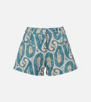 Etro Paisley Denim Shorts
