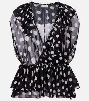 Dries Van Noten Polka-dot Ruffled Top