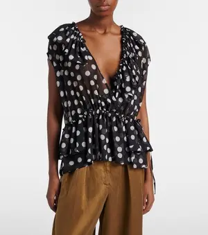 Dries Van Noten Polka-dot Ruffled Top
