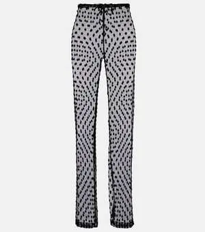 Dries Van Noten Polka-dot Mesh Slim Pants