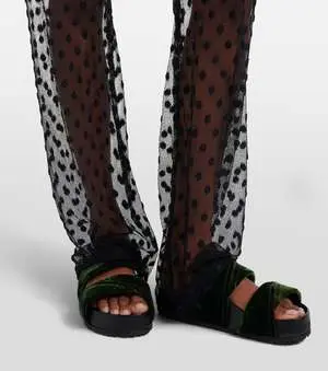 Dries Van Noten Polka-dot Mesh Slim Pants