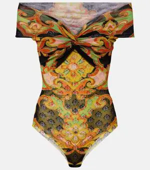 Etro Printed Off-shoulder Bodysuit