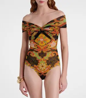 Etro Printed Off-shoulder Bodysuit - Multicoloured