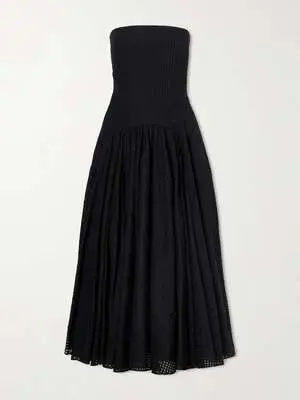 Another Tomorrow Strapless Woven Midi Dress