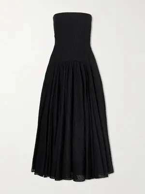 Another Tomorrow Strapless Woven Midi Dress - Black