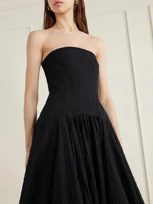 Another Tomorrow Woven Strapless Midi Dress