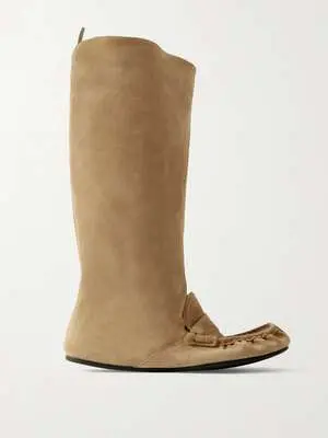 Acne Studios Suede Knee Boots - Beige