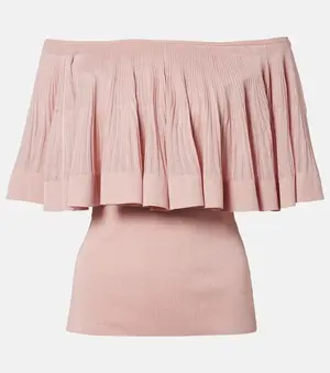 Zimmermann Luna Knitted Off-shoulder Top - Pink