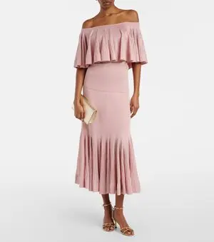 Zimmermann Luna Knitted Off-shoulder Top - Pink