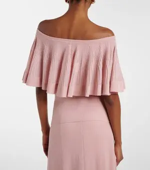 Zimmermann Luna Knitted Off-shoulder Top - Pink