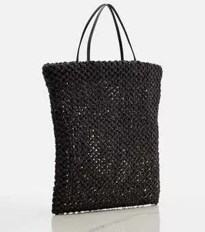 THE ROW Barn Small Raffia Tote Bag - Black