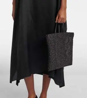 THE ROW Barn Small Raffia Tote Bag - Black
