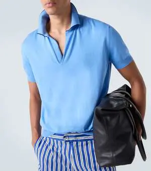 TOM FORD Cotton And Silk Polo Shirt - Blue