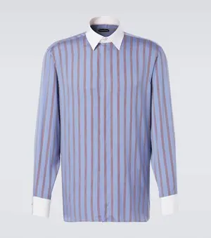 TOM FORD Striped Silk Shirt - Blue
