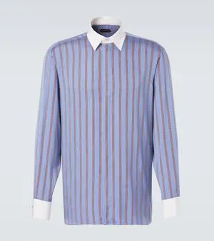 TOM FORD Striped Silk Shirt - Blue