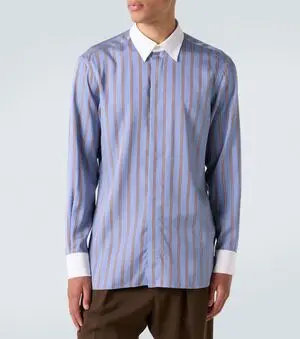 TOM FORD Striped Silk Shirt - Blue